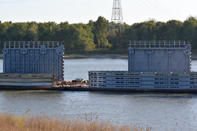 Unusual Site: Pair Of Enormous Upright Locks Transported Down ...