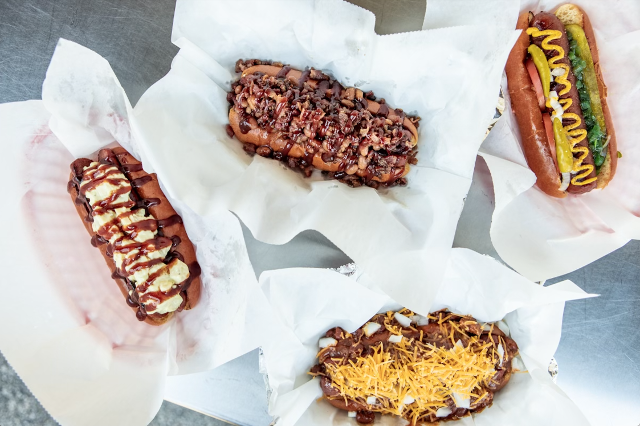 Quick Bite Hot Dog Varieties Are Very Popular On Main Street In Alton ...